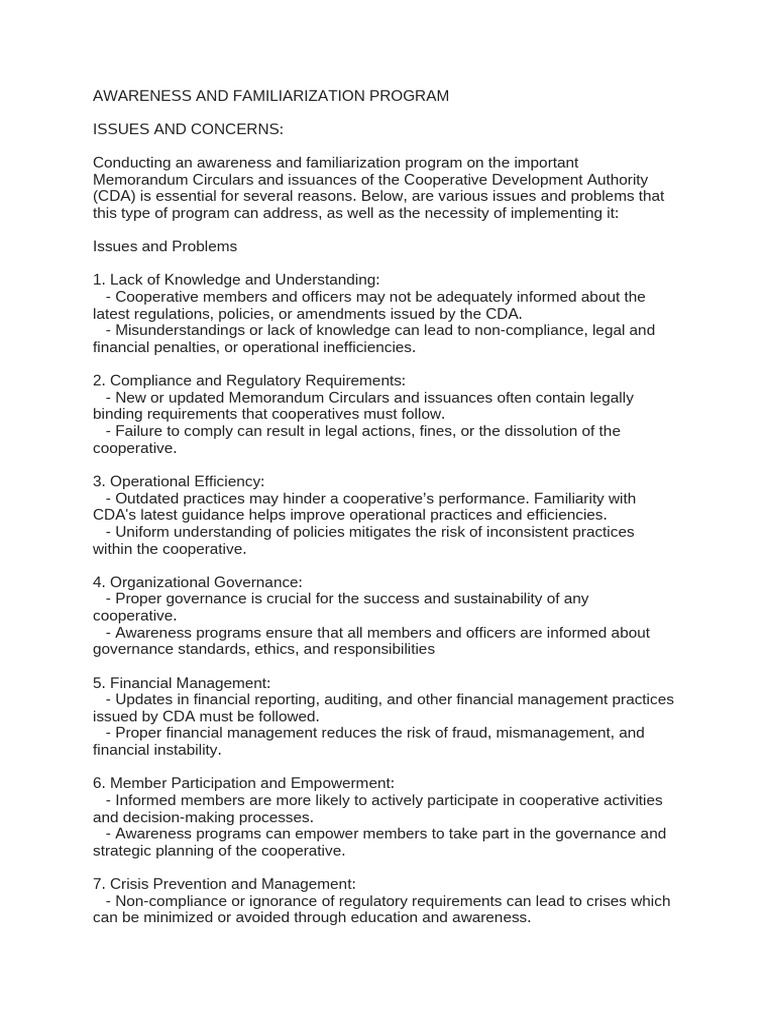 AWARENESS AND FAMILIARIZATION PROGRAM. (english) | PDF | Regulatory Compliance | Governance