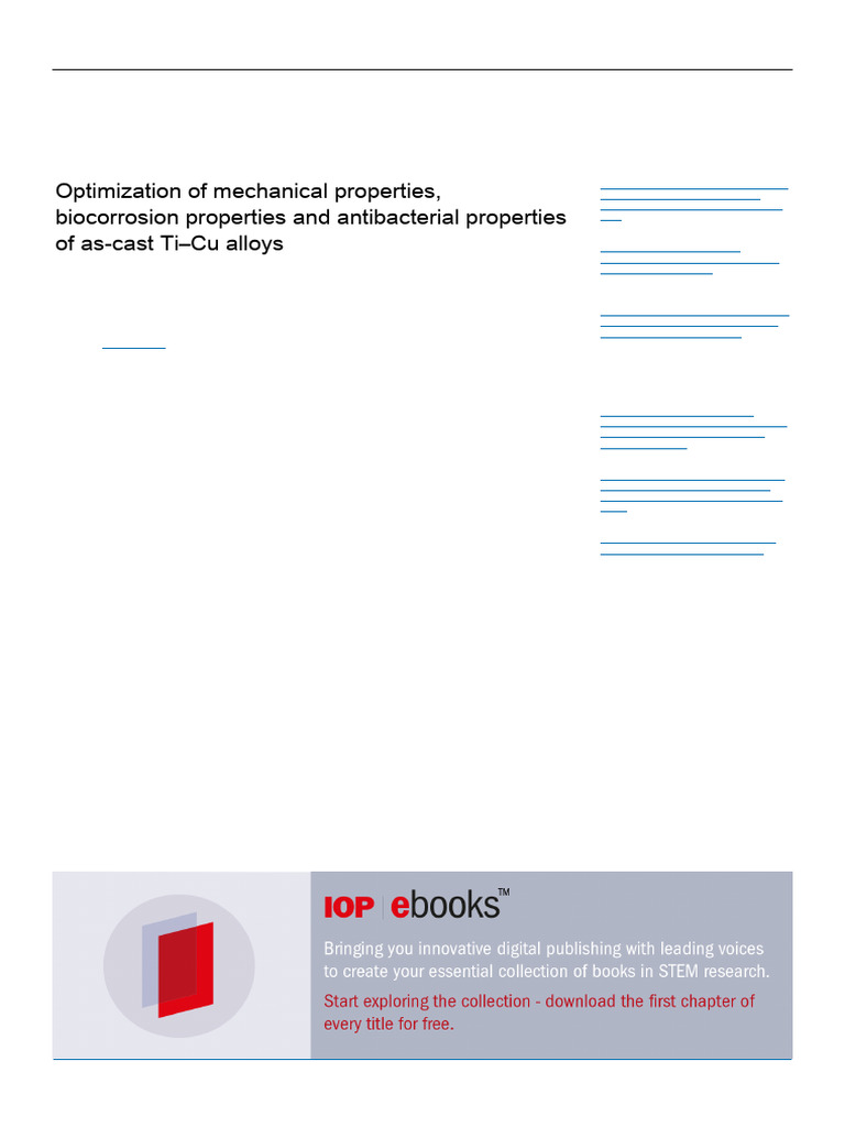 Ti-Cu Alloy Antibacterial Optimization | PDF | Titanium | Copper