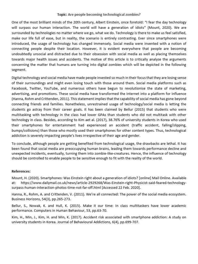 Are people becoming technological zombies | PDF | Human Communication ...