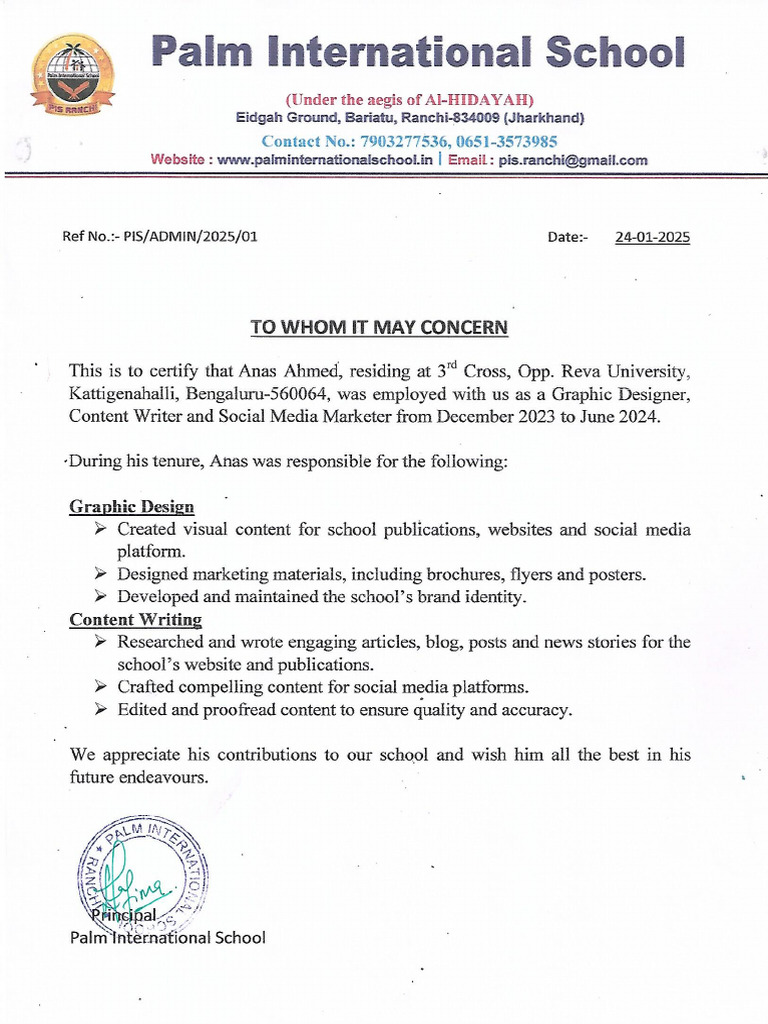 Anas Exp Certificate | PDF