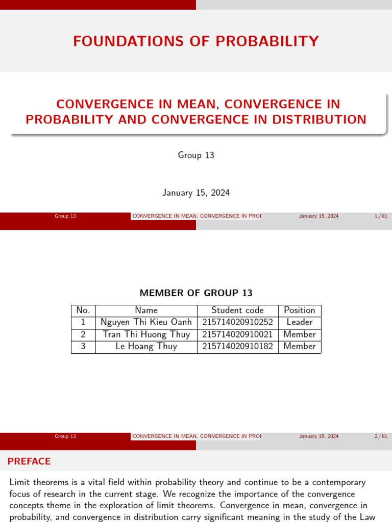 Convergence in Probability Concepts | PDF | Probability Theory ...