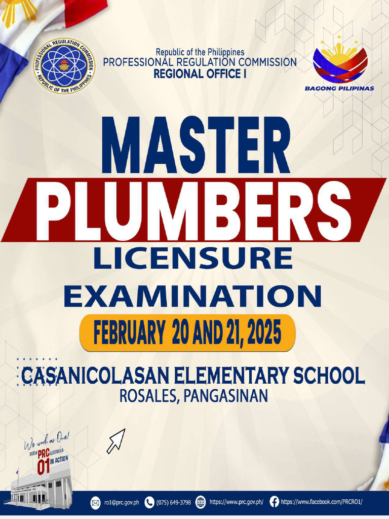 Master Plumbers Licensure Exam Program 2025 | PDF | Calculator