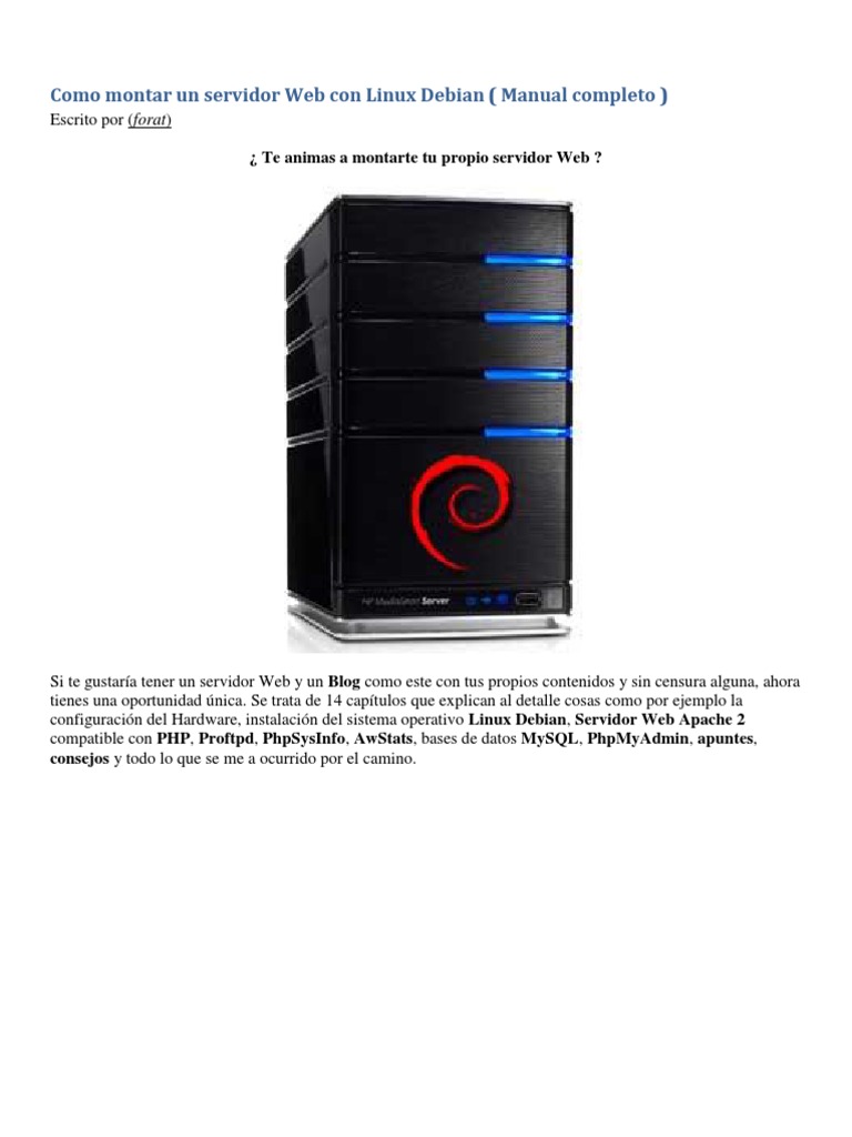 Como Montar Un Servidor Web Con Linux Debian | PDF | Protocolo de transferencia de archivos ...
