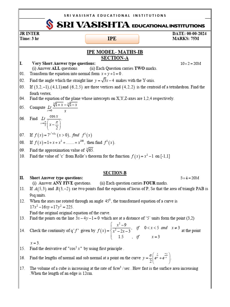 JR Inter Math-Ib Magnet (Pawan Sir) | PDF | Geometry | Euclidean Geometry