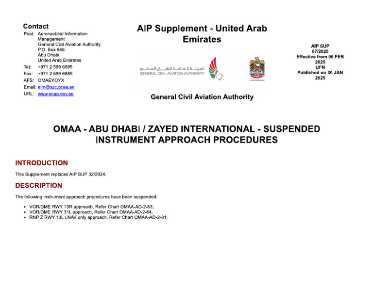 AIP SUP 07-2025 Effective From 06 Feb 2025 Suspended Instrument ...