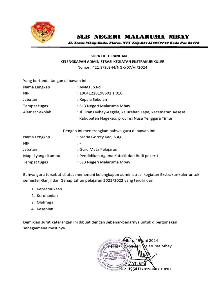 04.SUKET Adm Keg. Ekstrakurikuler | PDF