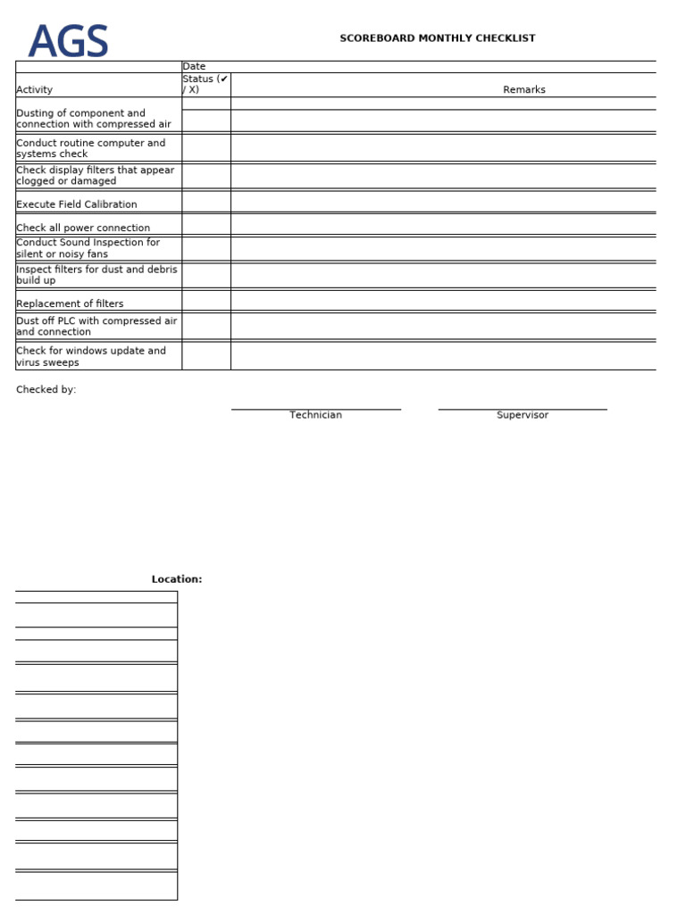Scoreboard Checklist | PDF