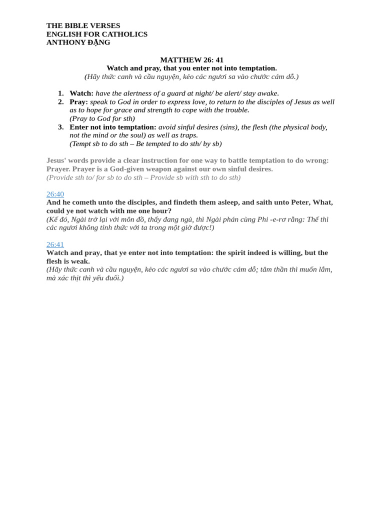 The Bible Verses Matthew 26-41 | PDF