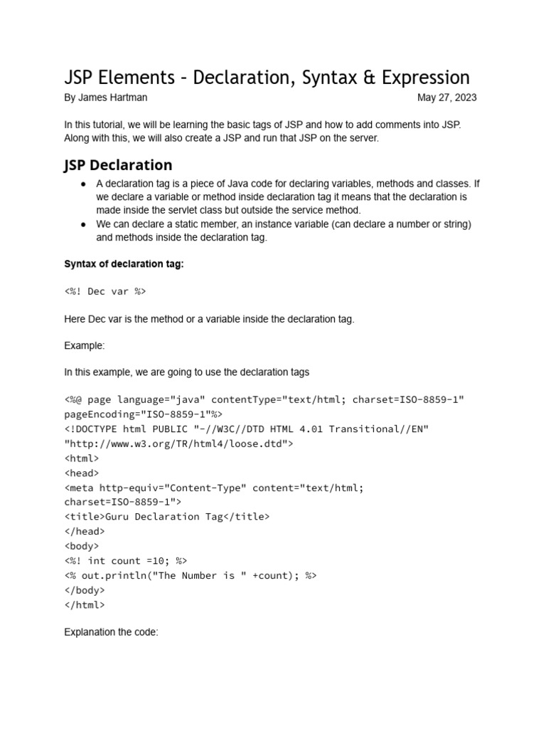 1.1b JSP Elements | PDF | Computer Science | Software