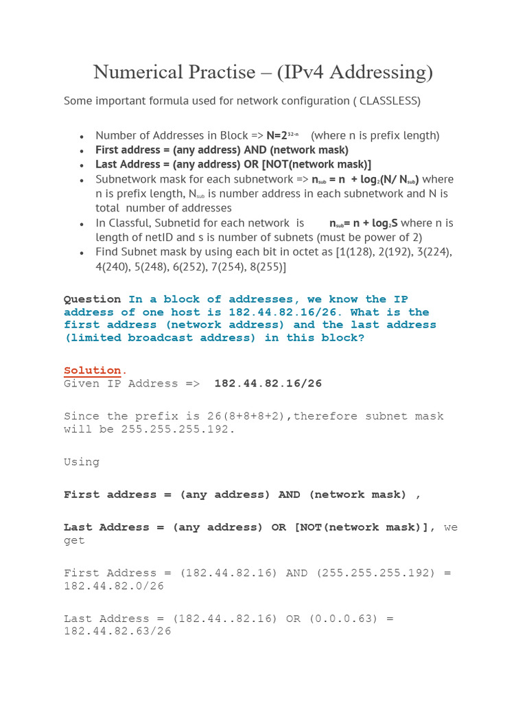 IPV4 Addressing Problems and Solutions | PDF | Computer Network | Latency (Engineering)