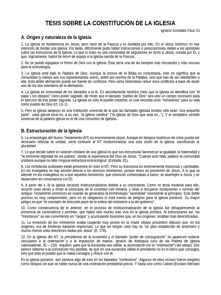 Ecles - Gzls Faus, Sobre la Constitución de la Iglesia, ficha | PDF | Iglesia cristiana ...
