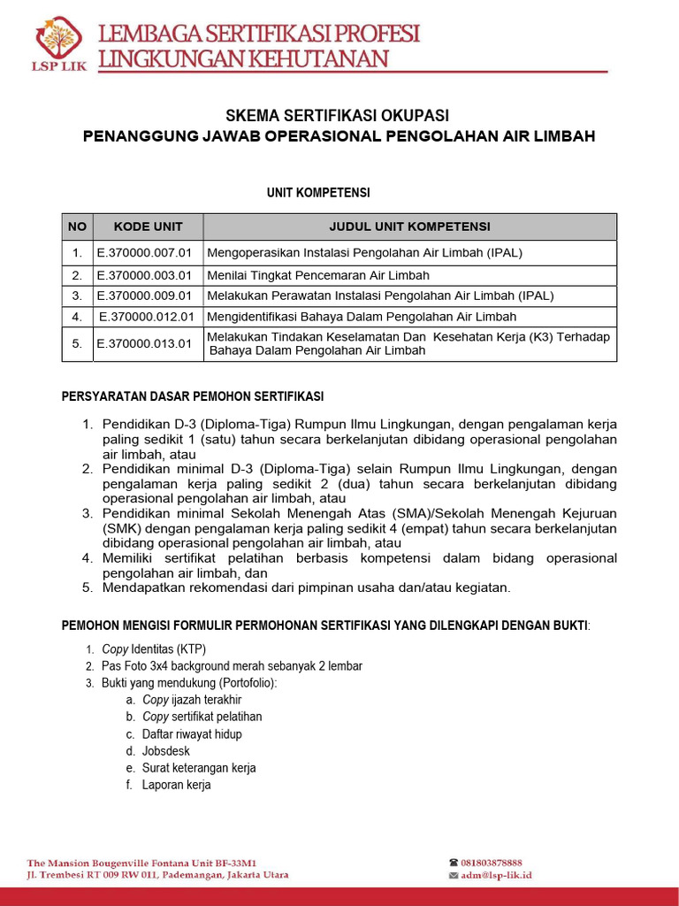 Silabus Skema Operator Air (POPAL) | PDF