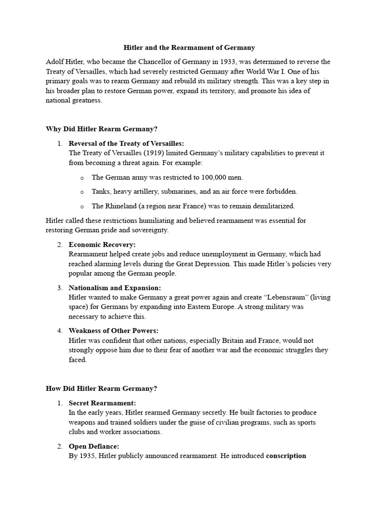 Hitler and the Rearmament of Germany | PDF | Nazi Germany | Adolf Hitler