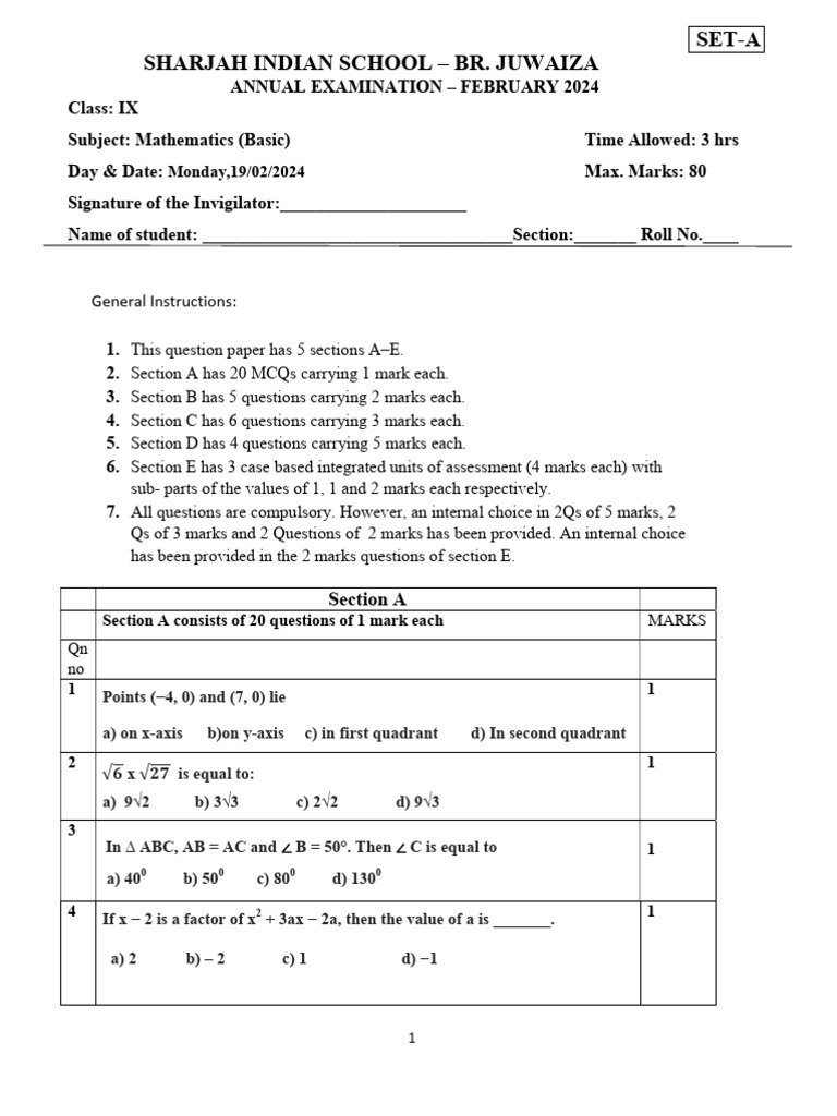 09-Maths-Vijitha-Ae-Qp-Basic-Set A | PDF | Area | Geometric Shapes