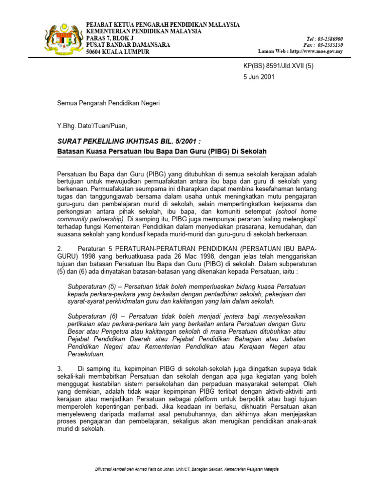 Surat Pekeliling Ikhtisas Bilangan 5 Tahun 2001 - Batasan Kuasa ...