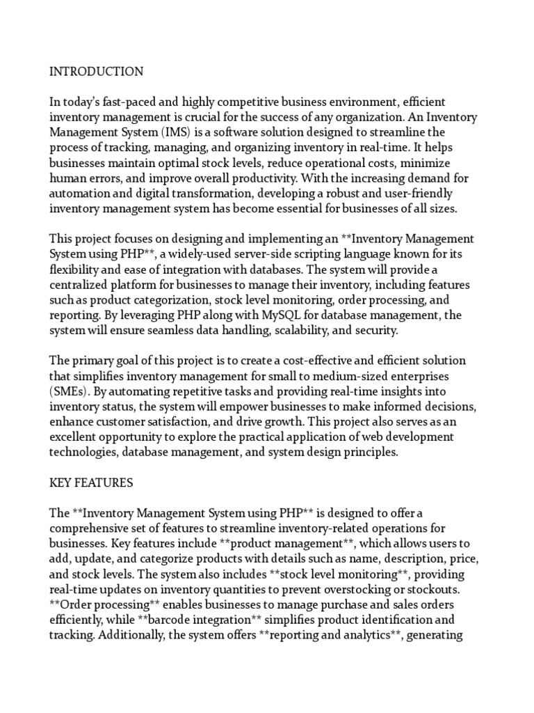 Inventory Management System Using PHP | PDF | Web Development | Databases