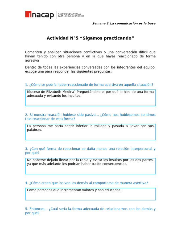 Actividad 5 - Sigamos Practicando | PDF