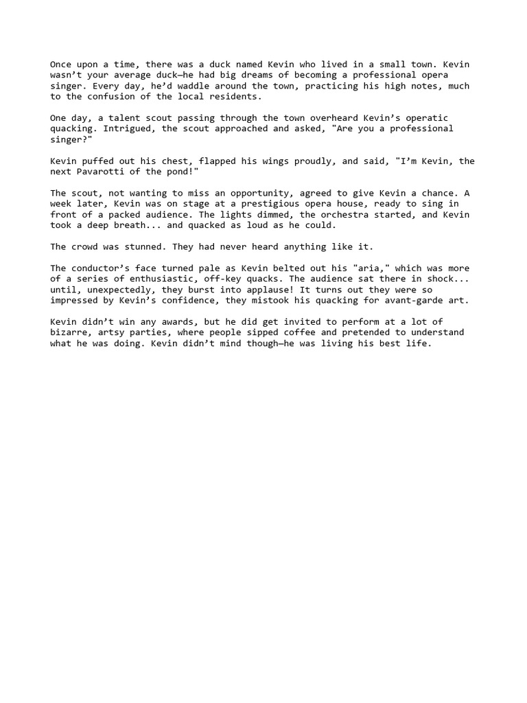 Kevin the Opera Duck's Dream | PDF