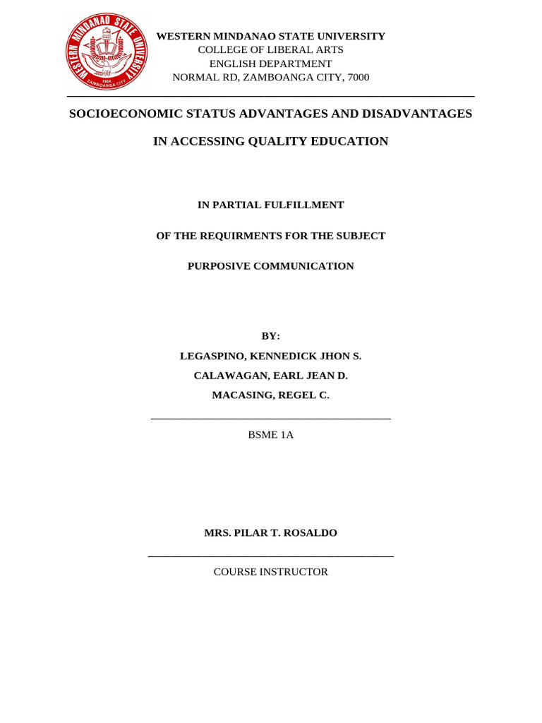 Socioeconomic Impact on Education Access | PDF | Socioeconomic Status ...