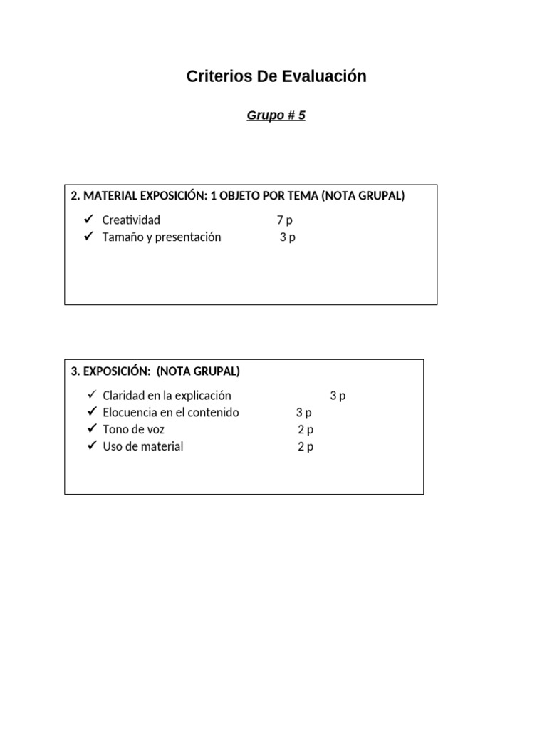 Criterios de Evaluación de Exposiciones | PDF