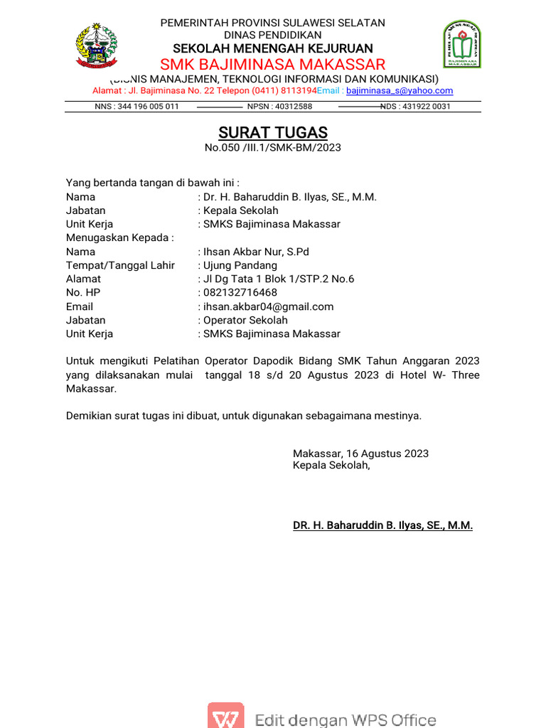 Surat Tugas | PDF