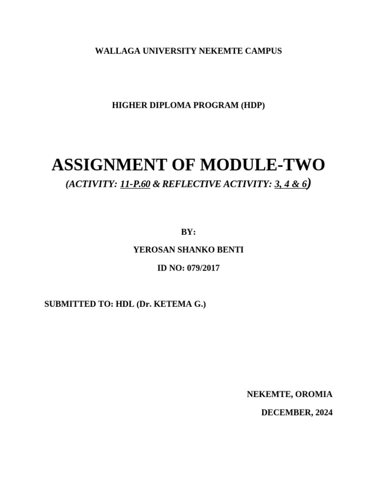 HDP Module Two Reflective Activities | PDF | Learning | Time Management