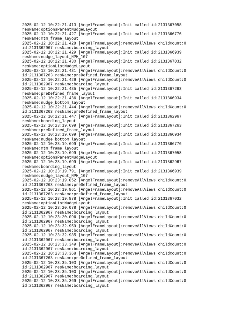 AngelFrameLayout Initialization Logs | PDF