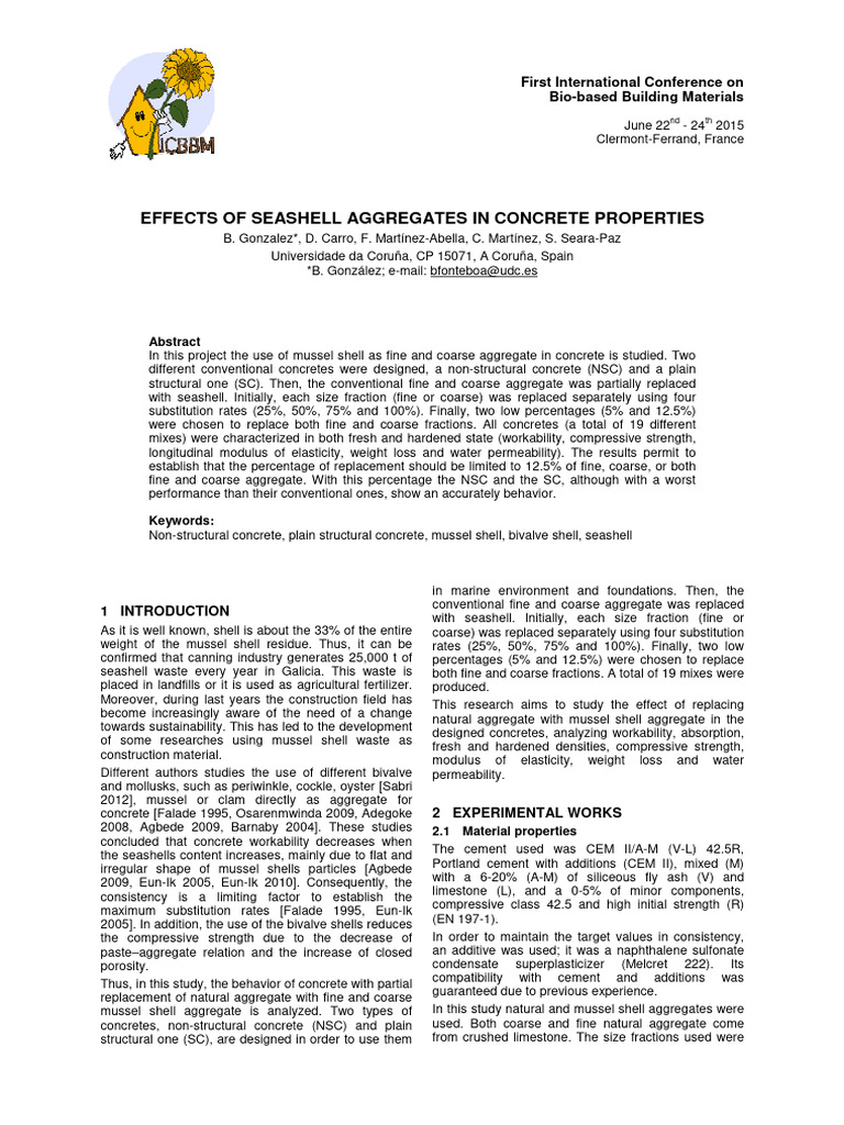 Effects of Seashell Aggregates in Concrete Properties | PDF | Concrete ...