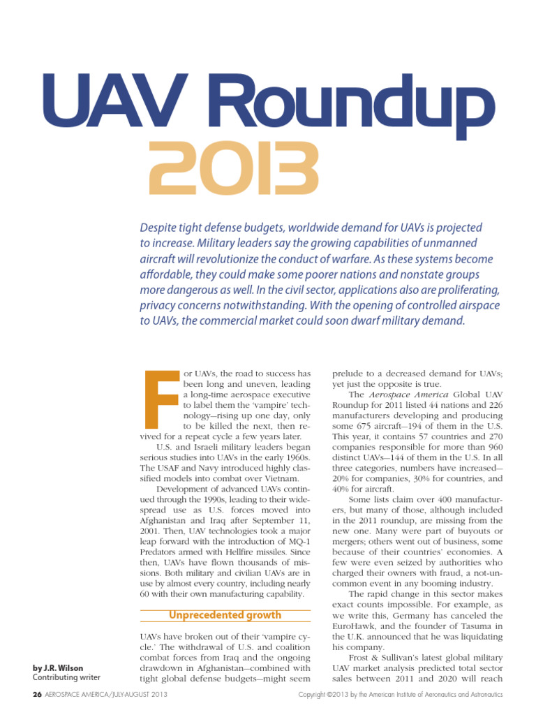 Aerospace America Uav Chart July August 2013 | PDF | Unmanned Aerial ...