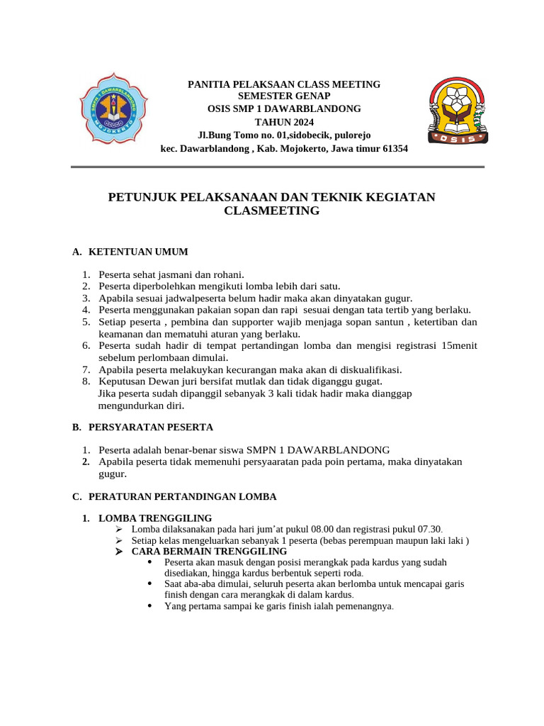 Panitia Pelaksaan Class Meeting | PDF
