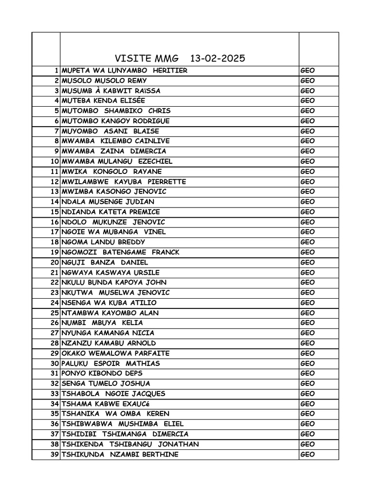 Visite MMG 13-02-2025 | PDF