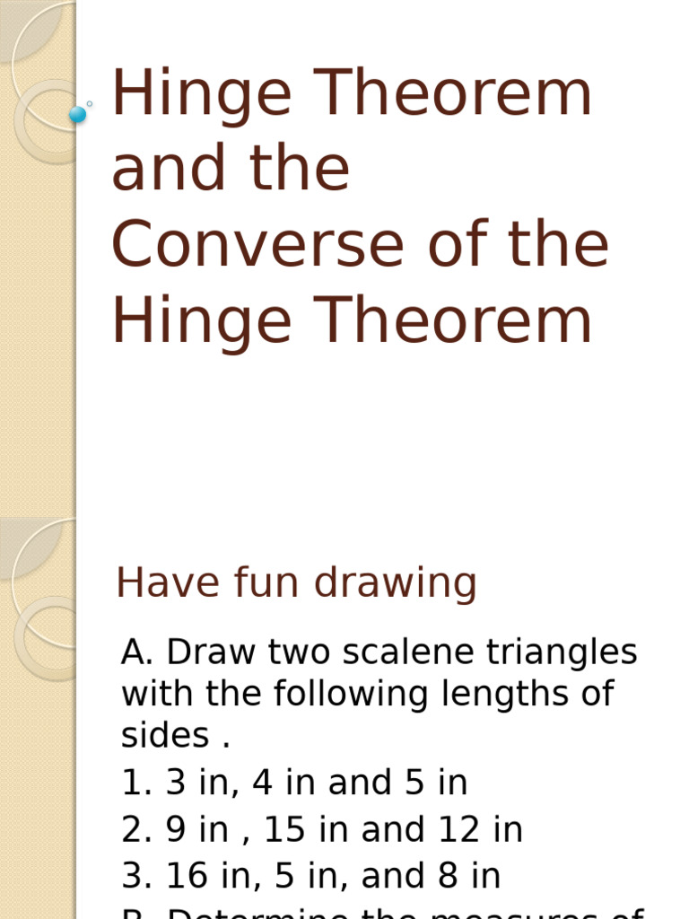 Hinge Theorem and Its Converse Explained | PDF