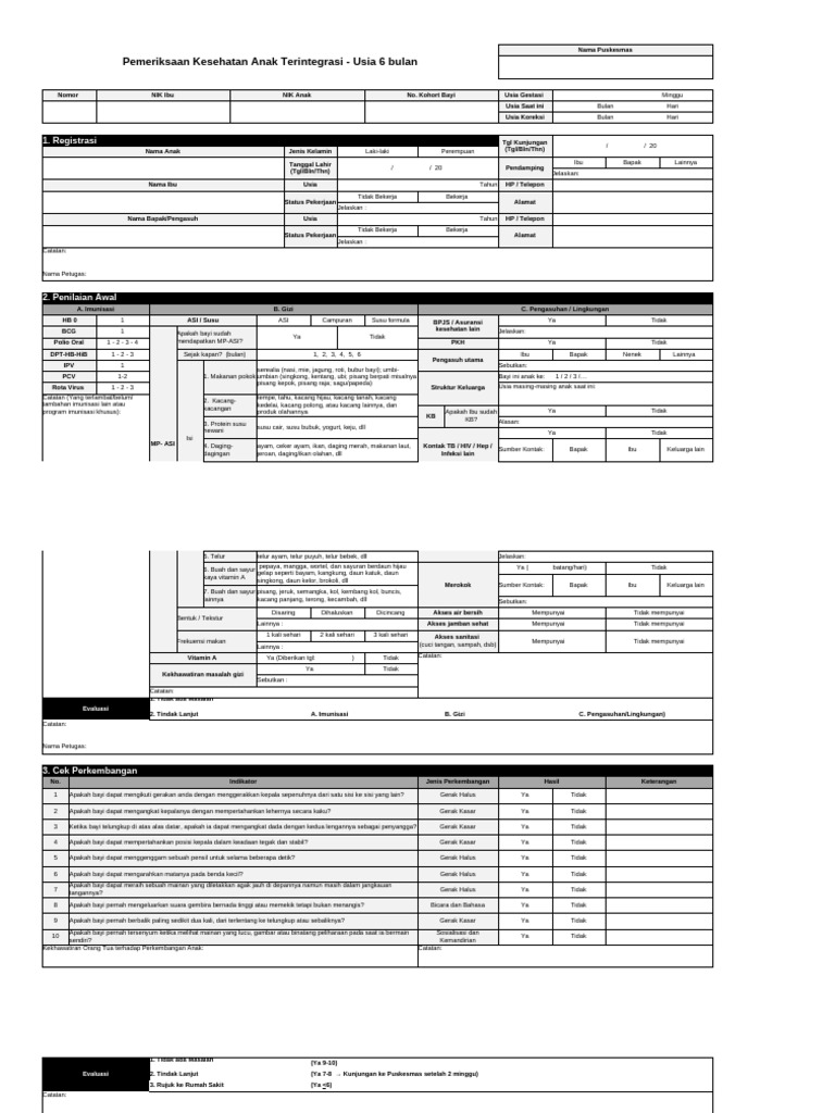 Formulir Pemeriksaan Kesehatan Anak | PDF
