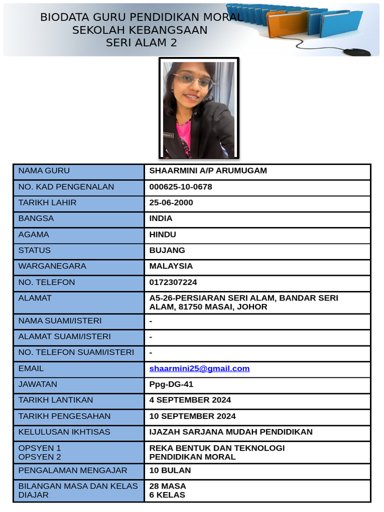 BIODATA GURU Pendidikan Moral | PDF