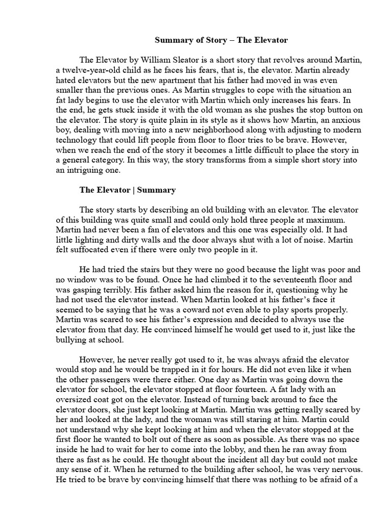 Martin's Fear in The Elevator | PDF | Elevator