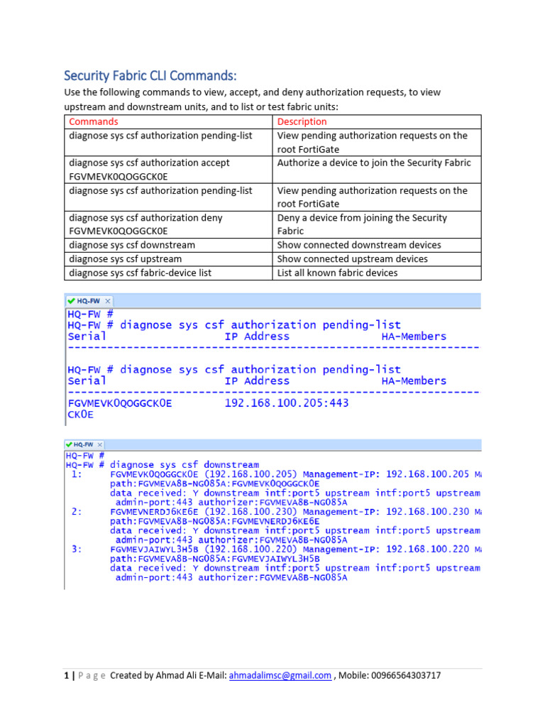 27-Security Fabric CLI Commands | PDF