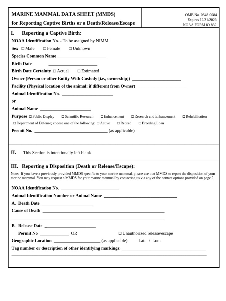 Marine Mammal Reporting Form Guide | PDF