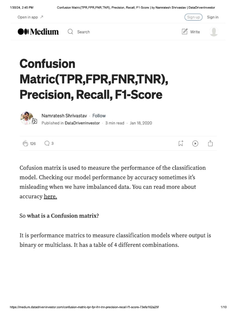 Confusion Matrix Example | PDF