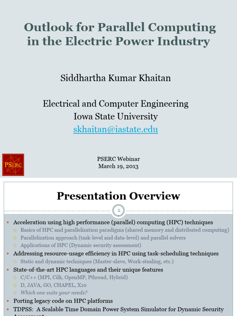 Khaitan PSERC Webinar HPC Mar 2013 Slides | PDF | Parallel Computing | Message Passing Interface