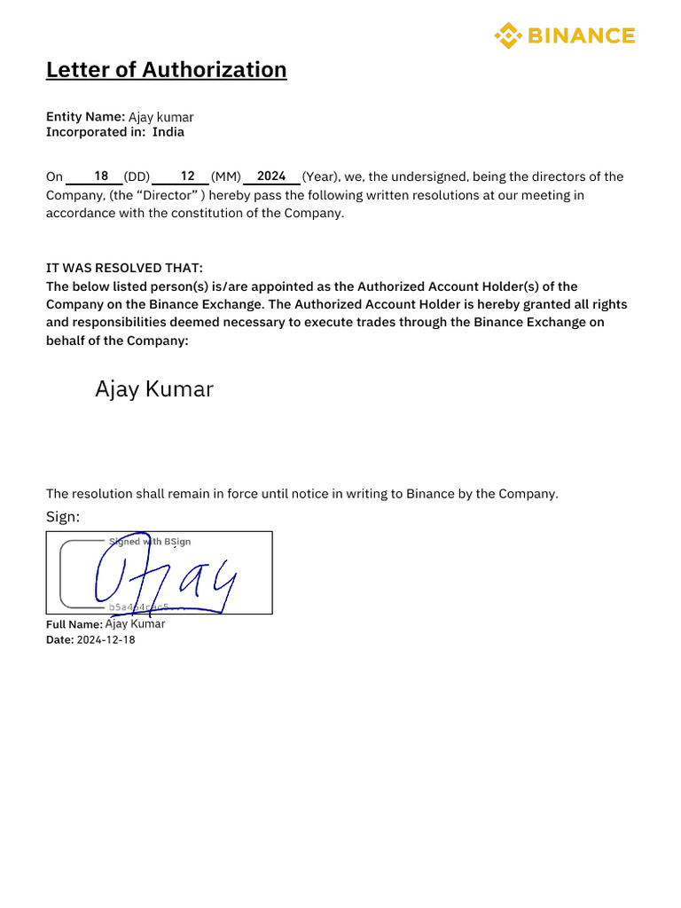 Letter of Authorization | PDF