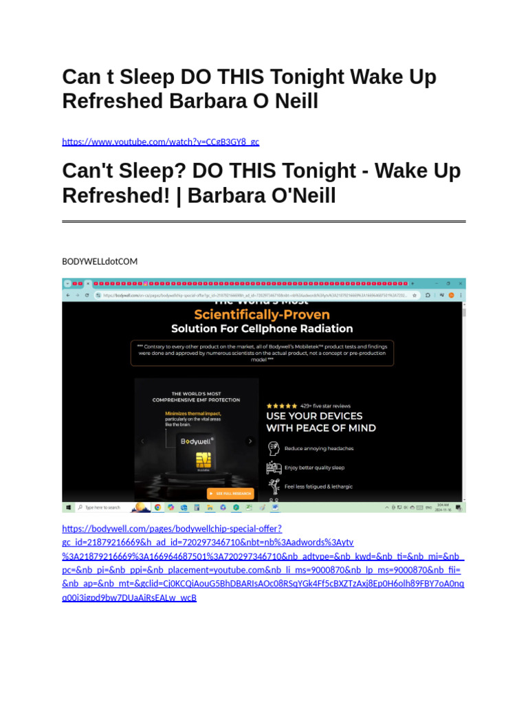Can t Sleep DO THIS Tonight Wake Up Refreshed Barbara O Neill | PDF