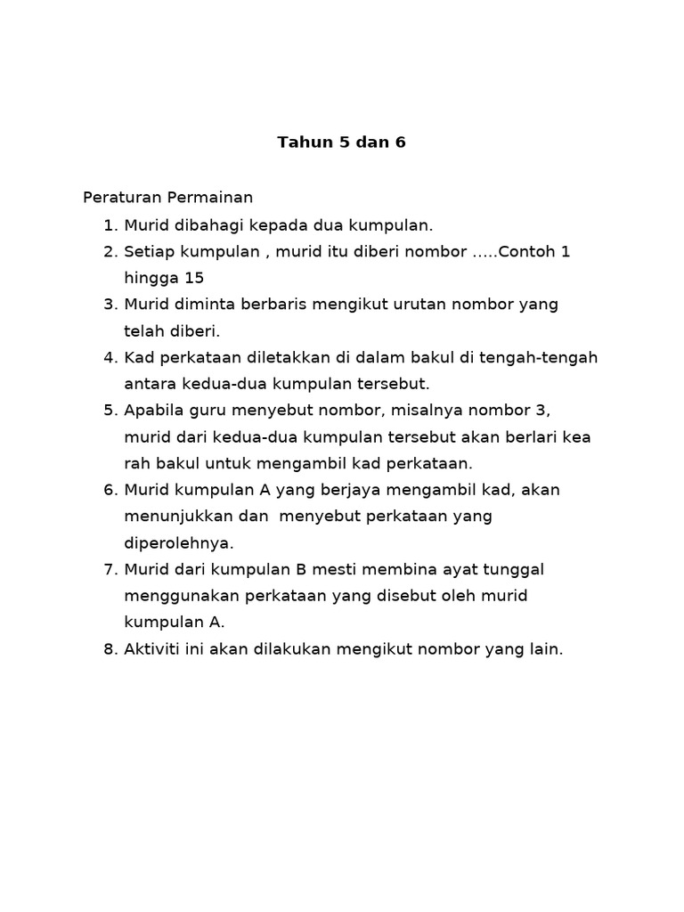 Permaianan Bina Ayat Tunggal | PDF