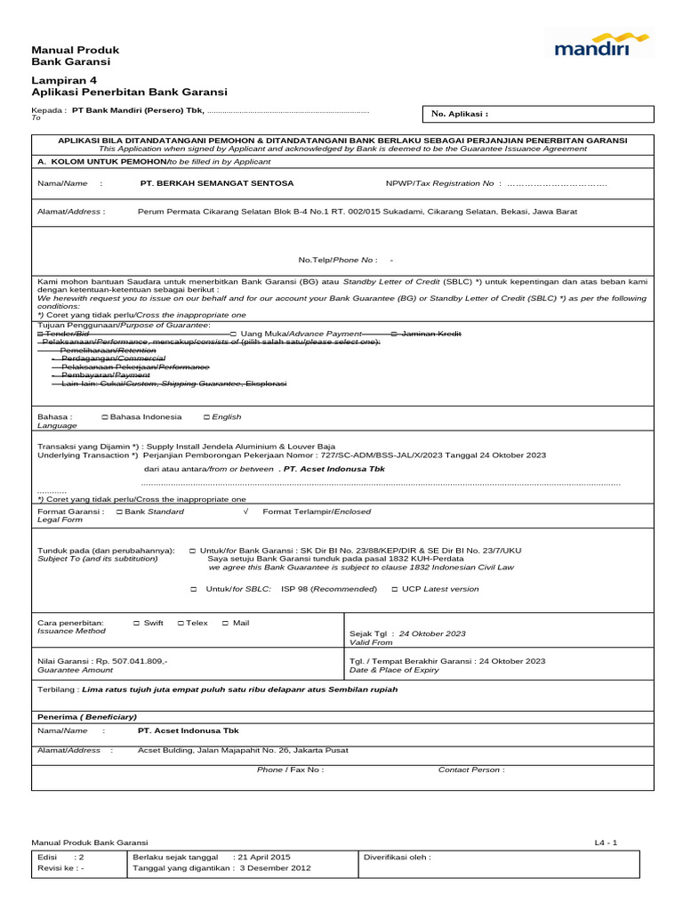 Draft Aplikasi Mandiri | PDF