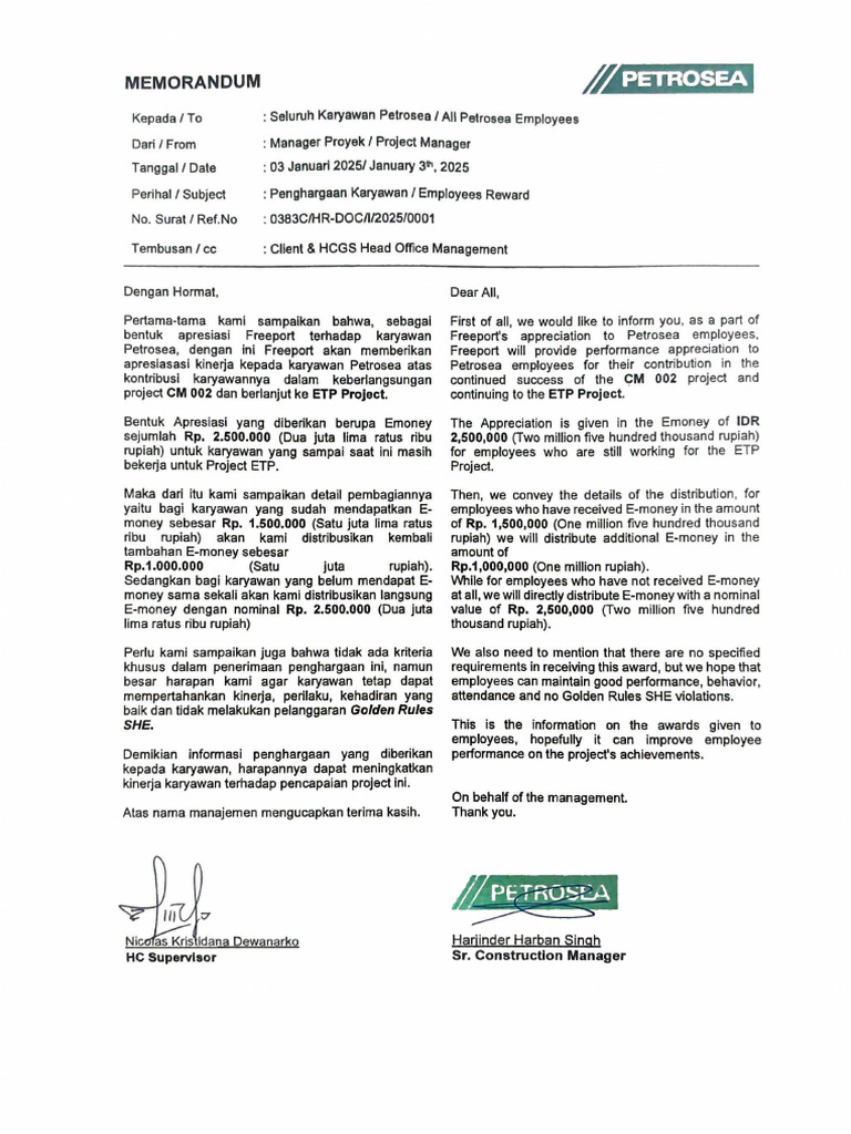 Memo 01 - CM100 - Voucher Reward | PDF