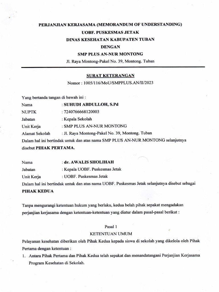 14.2 Mou Kesehatan | PDF