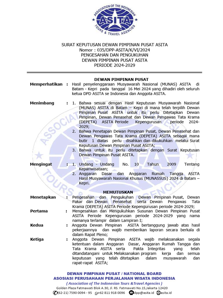 035 SK DPP Asita 2024-2029 Signed | PDF