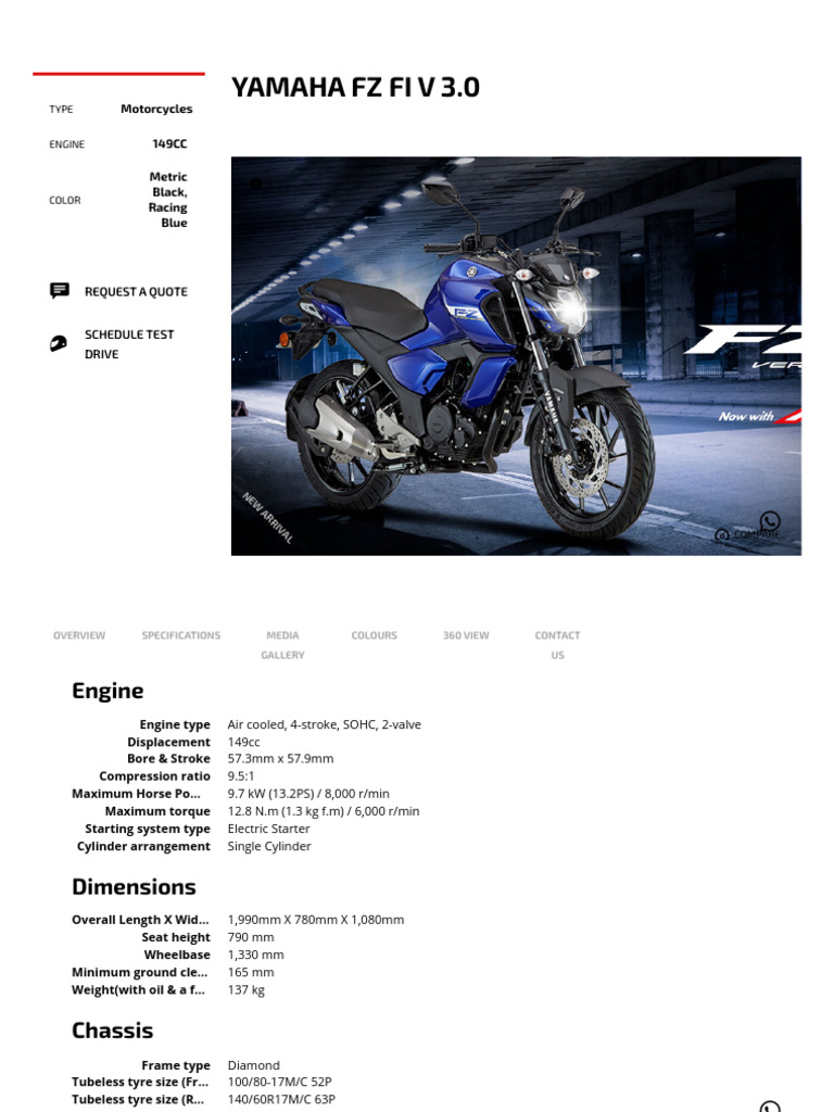 Yamaha FZ FI V 3.0 - Yamaha Sri Lanka | PDF | Engines | Vehicle Technology