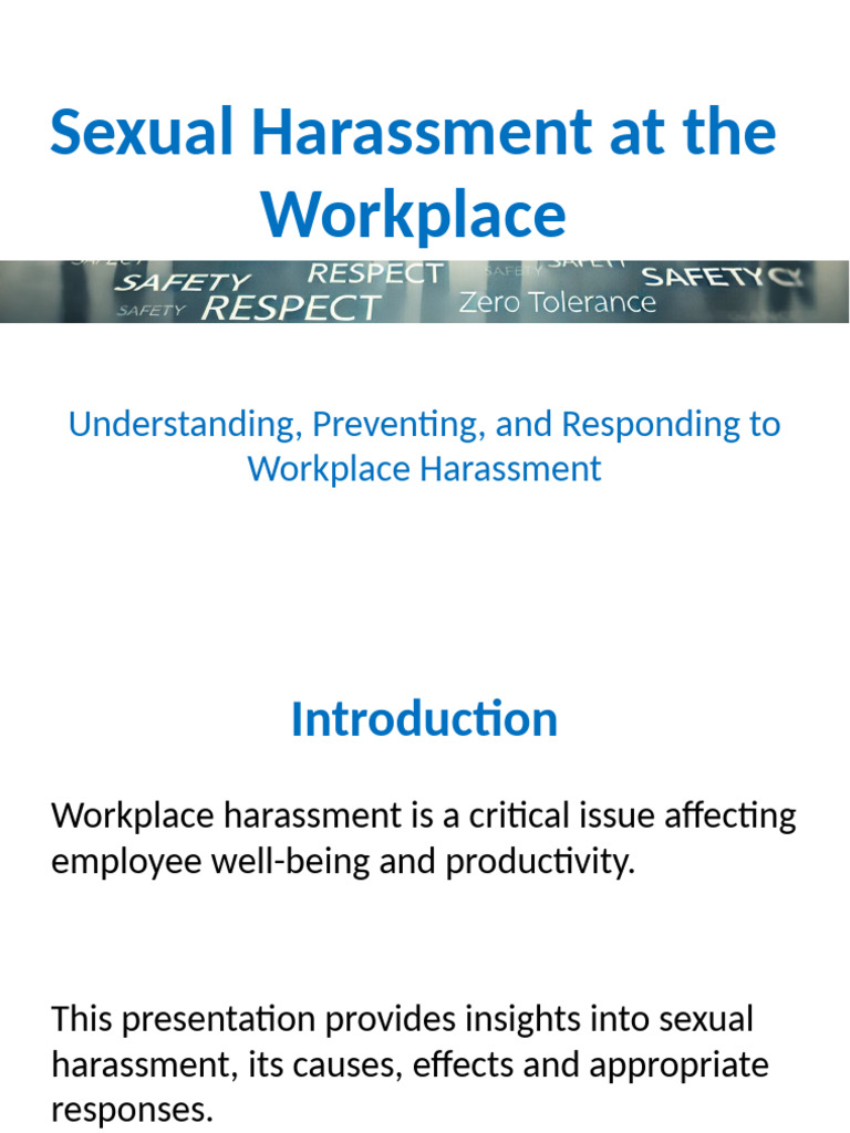 Sexual Harassment Workplace Presentation | PDF | Sexual Harassment ...