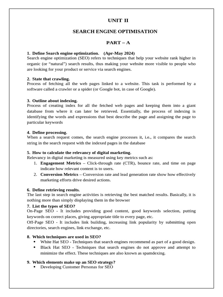 Unit II QB | PDF | Search Engine Optimization | Search Engine Marketing