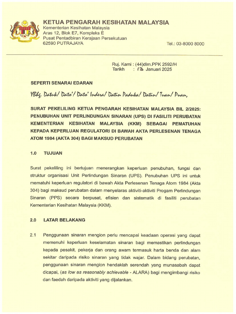 Surat Pekeliling KPK Penubuhan UPS | PDF